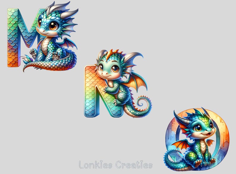 Watercolor Dragon Alphabet Clipart, 26 PNG Bundle (digital Download) - Etsy