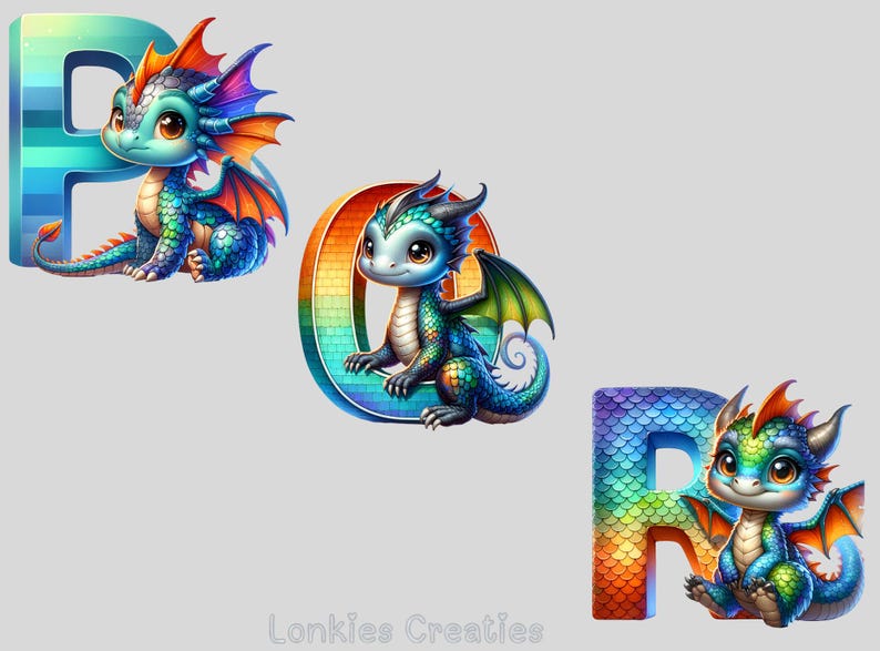 Watercolor Dragon Alphabet Clipart, 26 PNG Bundle (digital Download) - Etsy