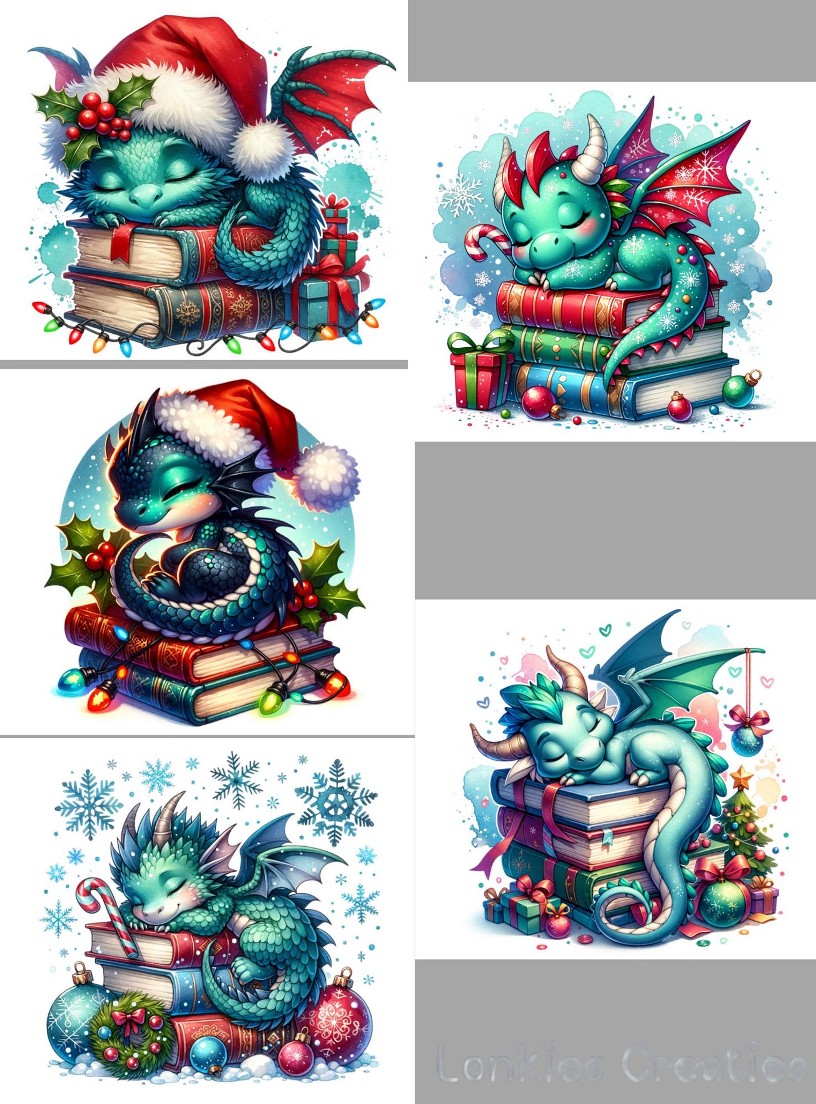 Christmas Dragons Sleeping on Stack of Books 20 OZ Tumbler Wrap ...