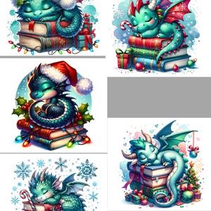 Christmas Dragons Sleeping on Stack of Books 20 OZ Tumbler Wrap ...