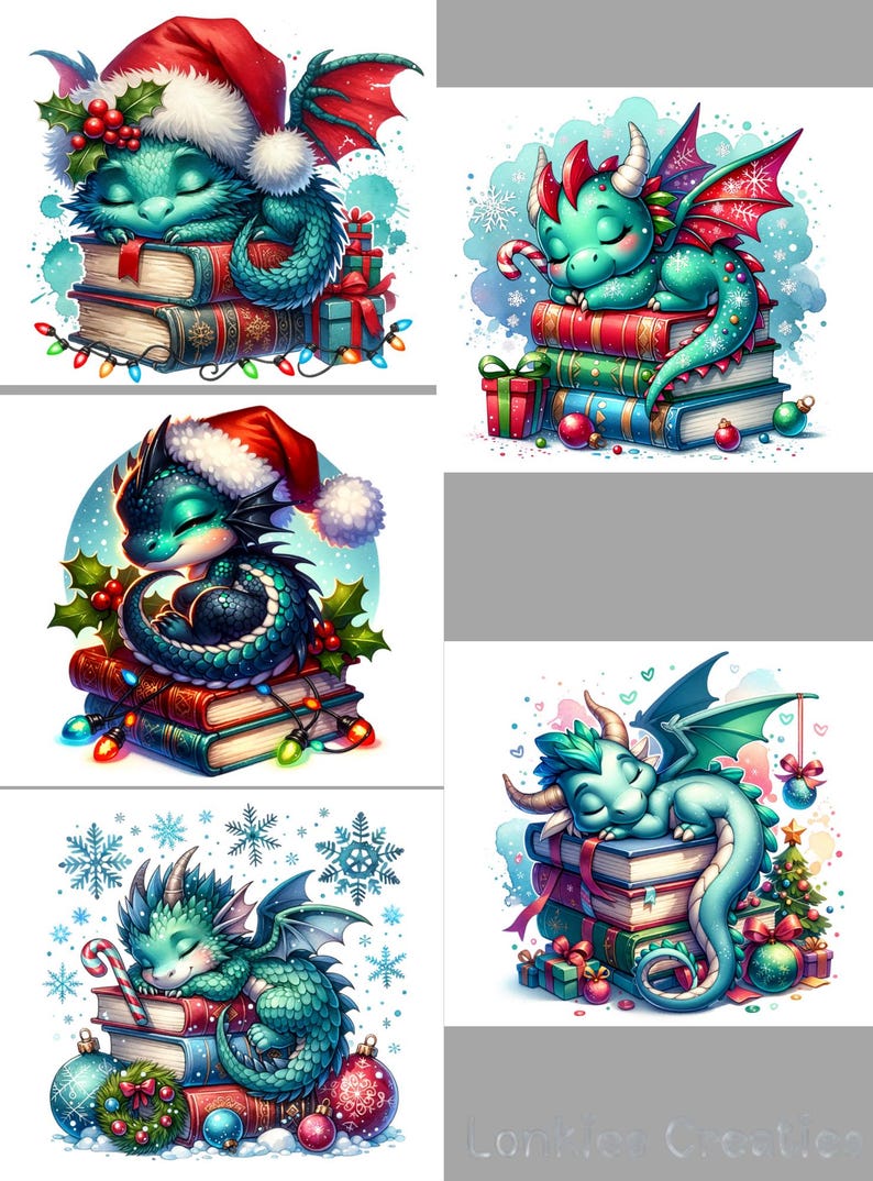 Christmas Dragons Sleeping on Stack of Books 20 OZ Tumbler Wrap ...