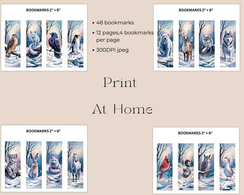 Printable Woodland Animal Christmas Bookmark Bundle,gift for Book ...
