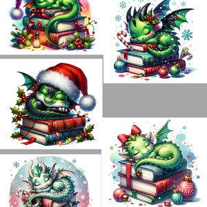 Christmas Dragons Sleeping on Stack of Books 20 OZ Tumbler Wrap ...