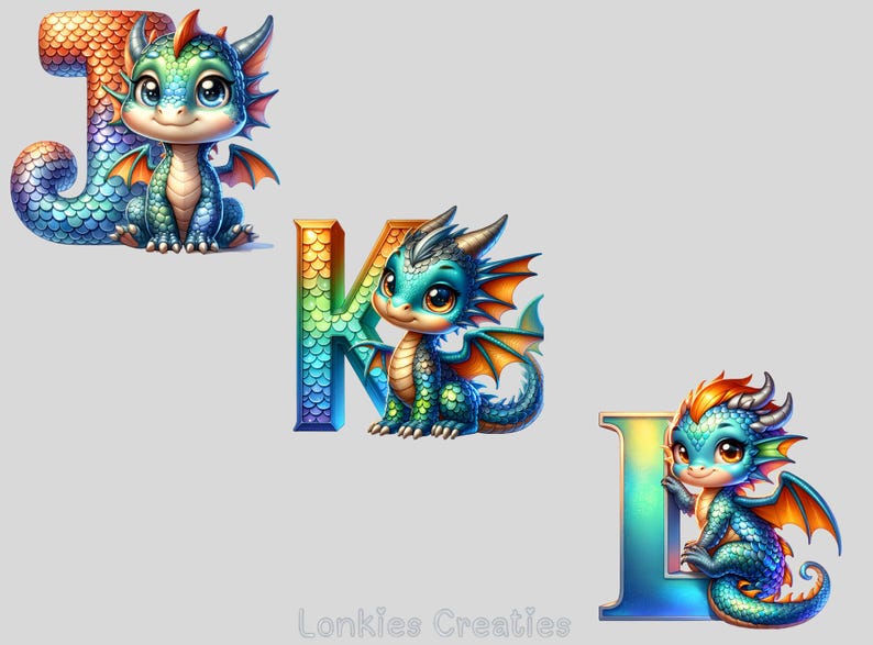 Watercolor Dragon Alphabet Clipart, 26 PNG Bundle (digital Download) - Etsy