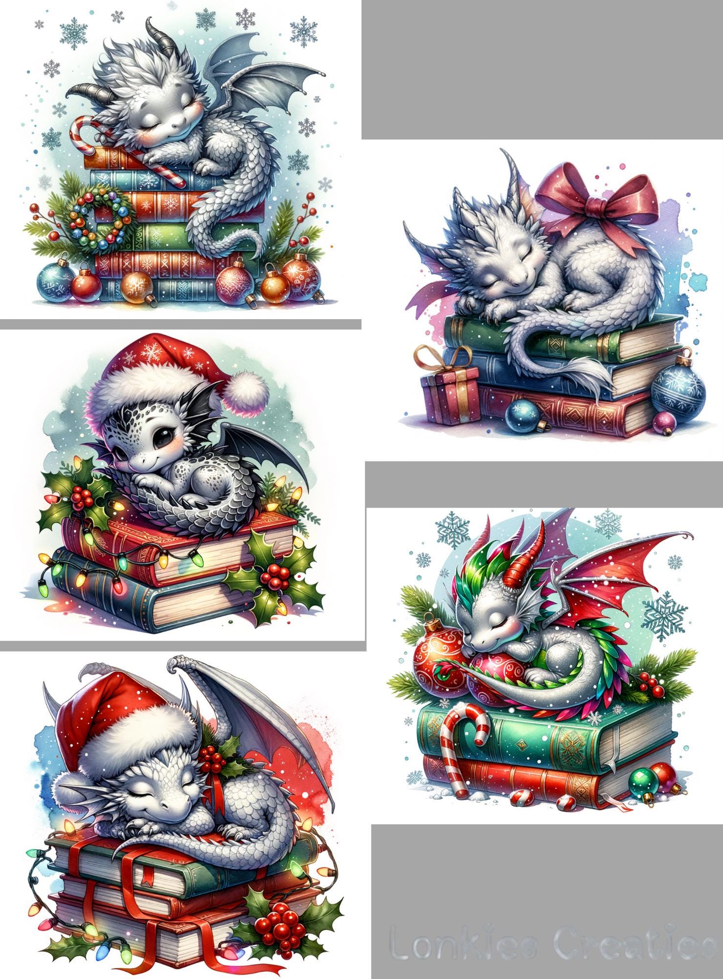 Christmas Dragons Sleeping on Stack of Books 20 OZ Tumbler Wrap ...