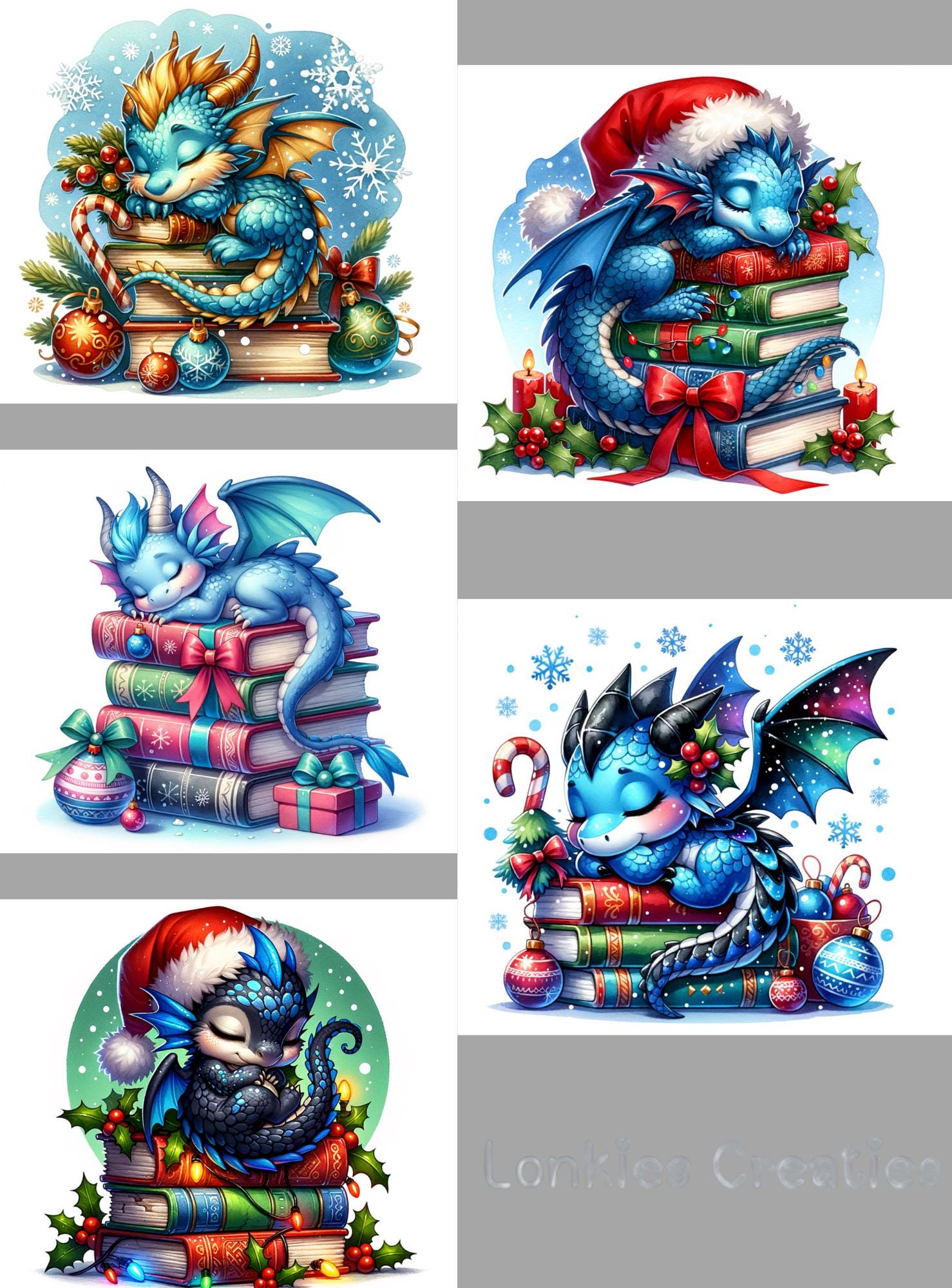 Christmas Dragons Sleeping on Stack of Books 20 OZ Tumbler Wrap ...