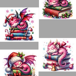 Christmas Dragons Sleeping on Stack of Books 20 OZ Tumbler Wrap ...