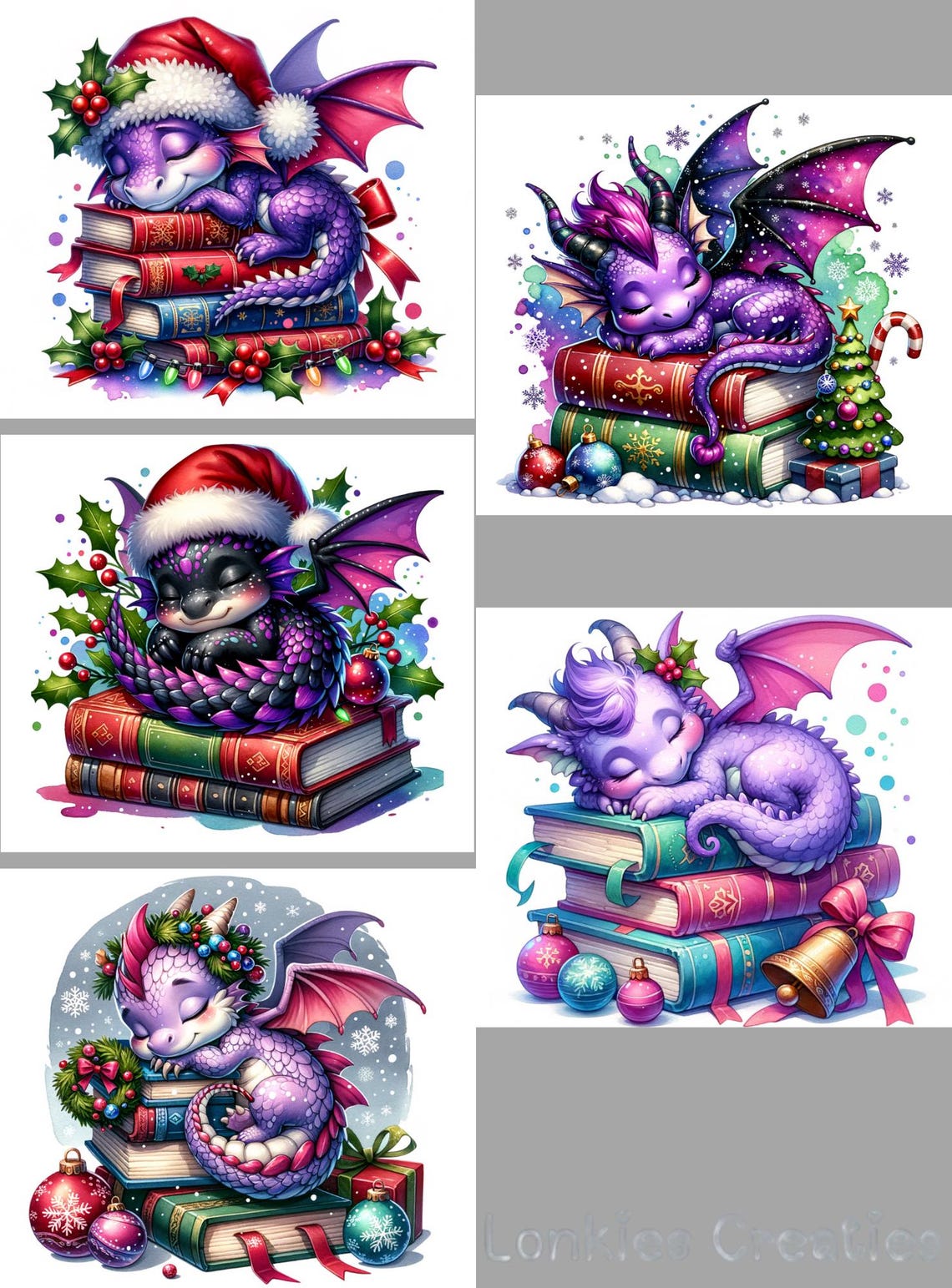 Christmas Dragons Sleeping on Stack of Books 20 OZ Tumbler Wrap ...