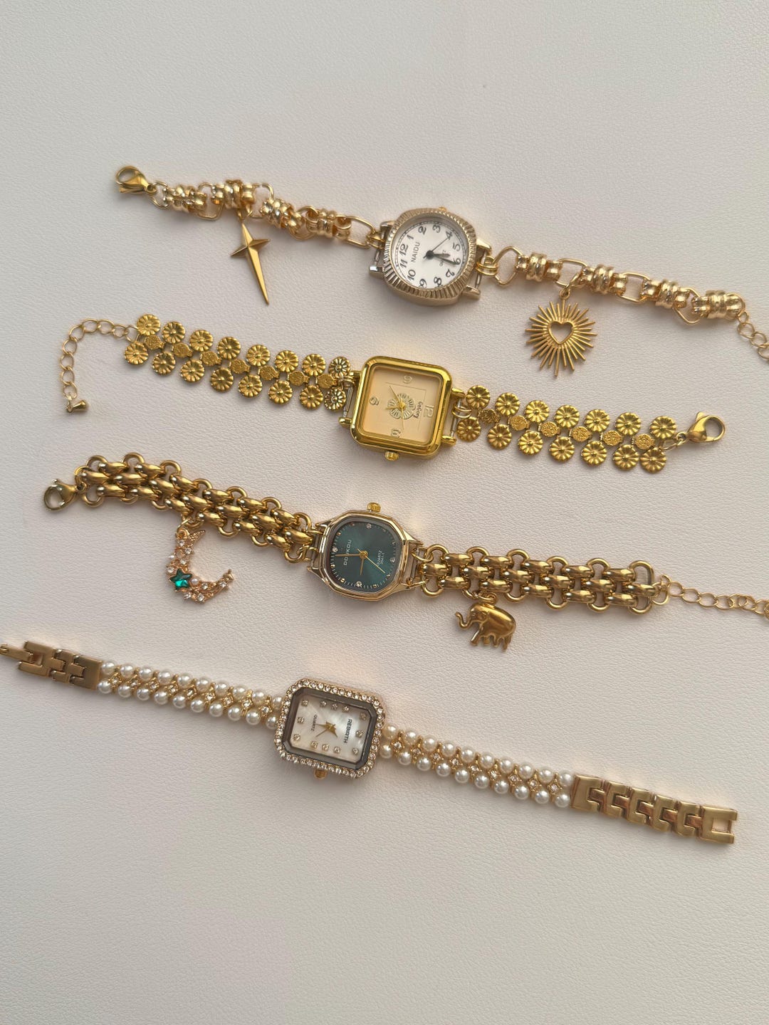 Vintage-inspired Watch Bracelet,handmade Gold Chain Watch, Chic Boho ...