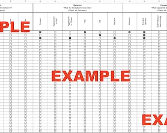 ABC Checklist Spreadsheet (antecedent-behavior-consequence) - Etsy