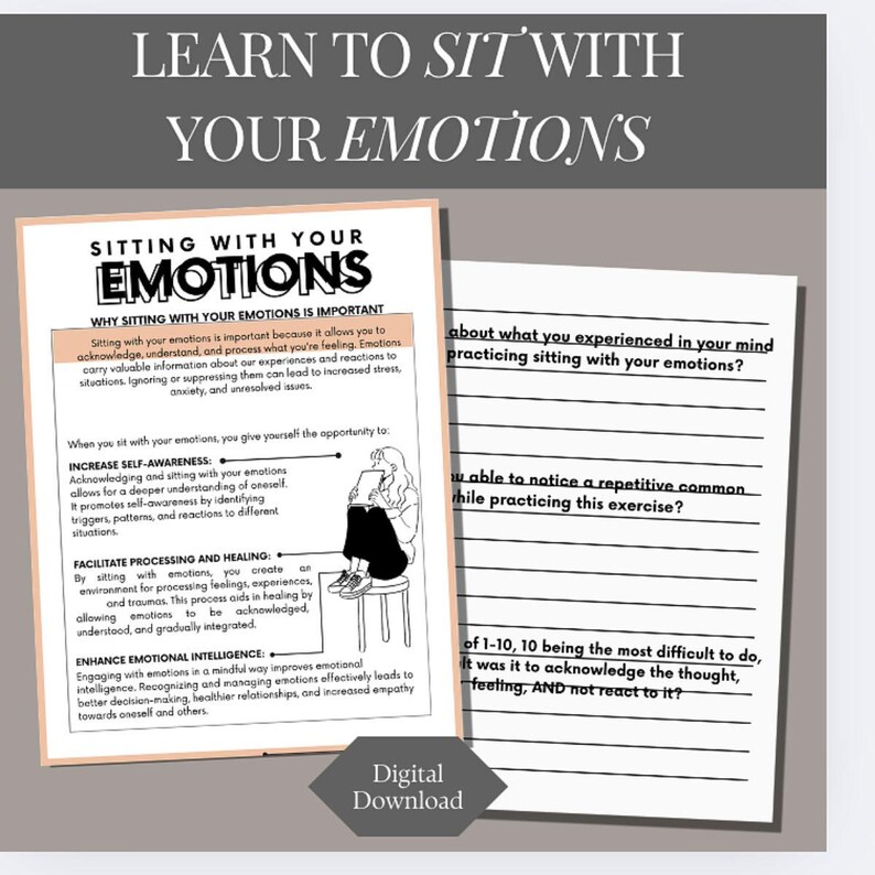 Sitting With Your Feelings Therapy Tool Printable Processing Emotional ...