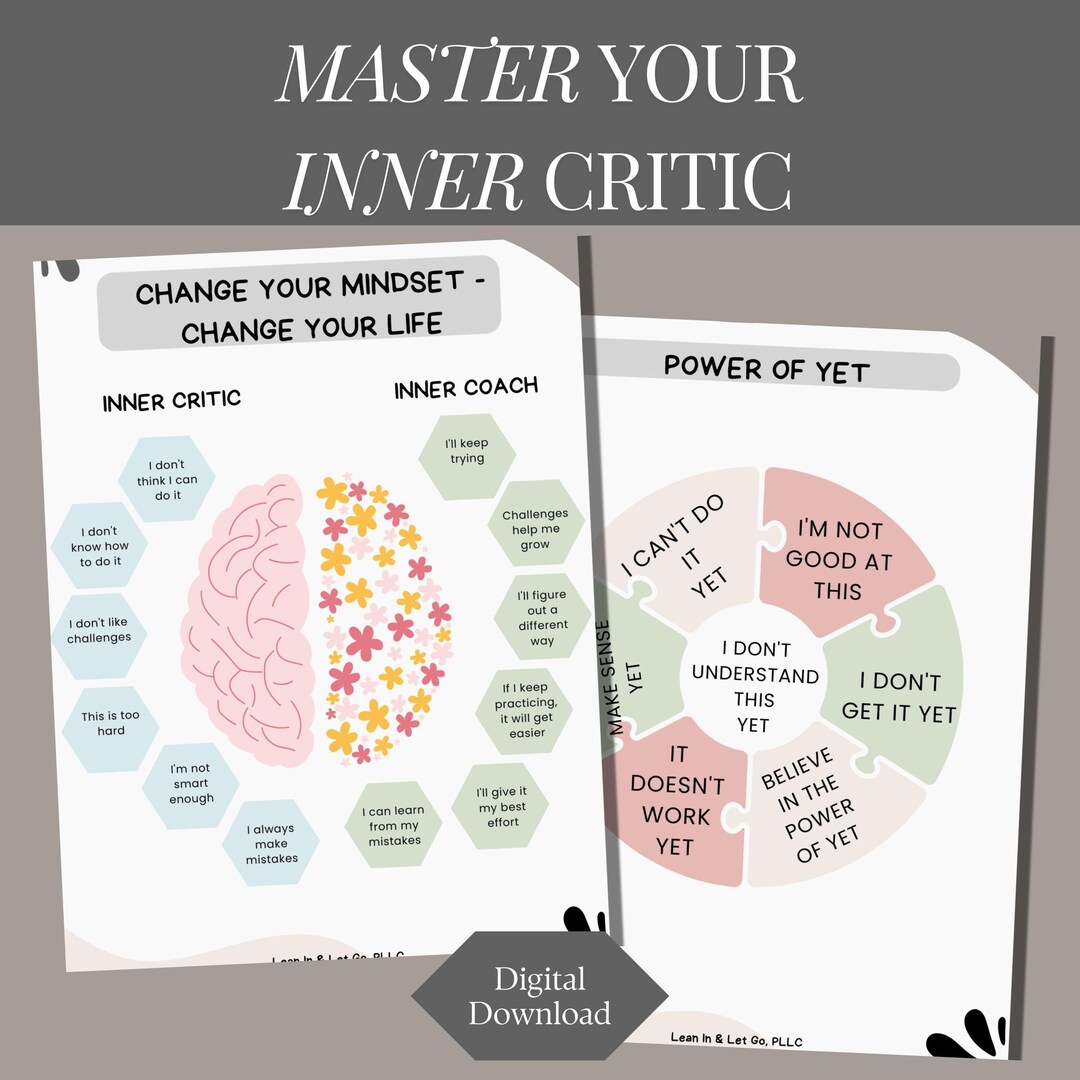 Inner Critic Therapy Tools Digital Download Self-talk Journal Thought ...