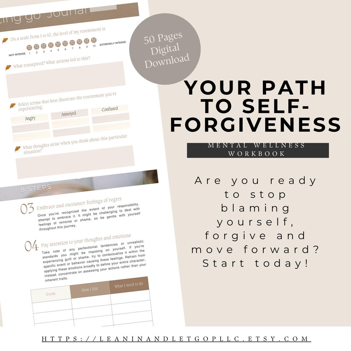 Path to Self-forgiveness Mental Wellness Workbook Printable Planner ...