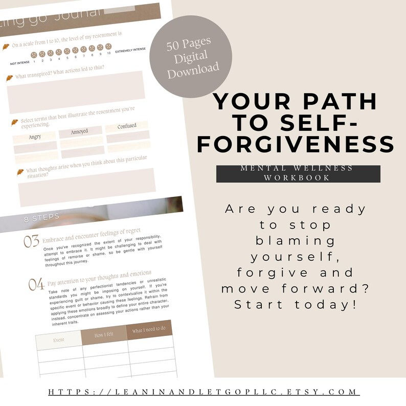 Path to Self-forgiveness Mental Wellness Workbook Printable Planner ...