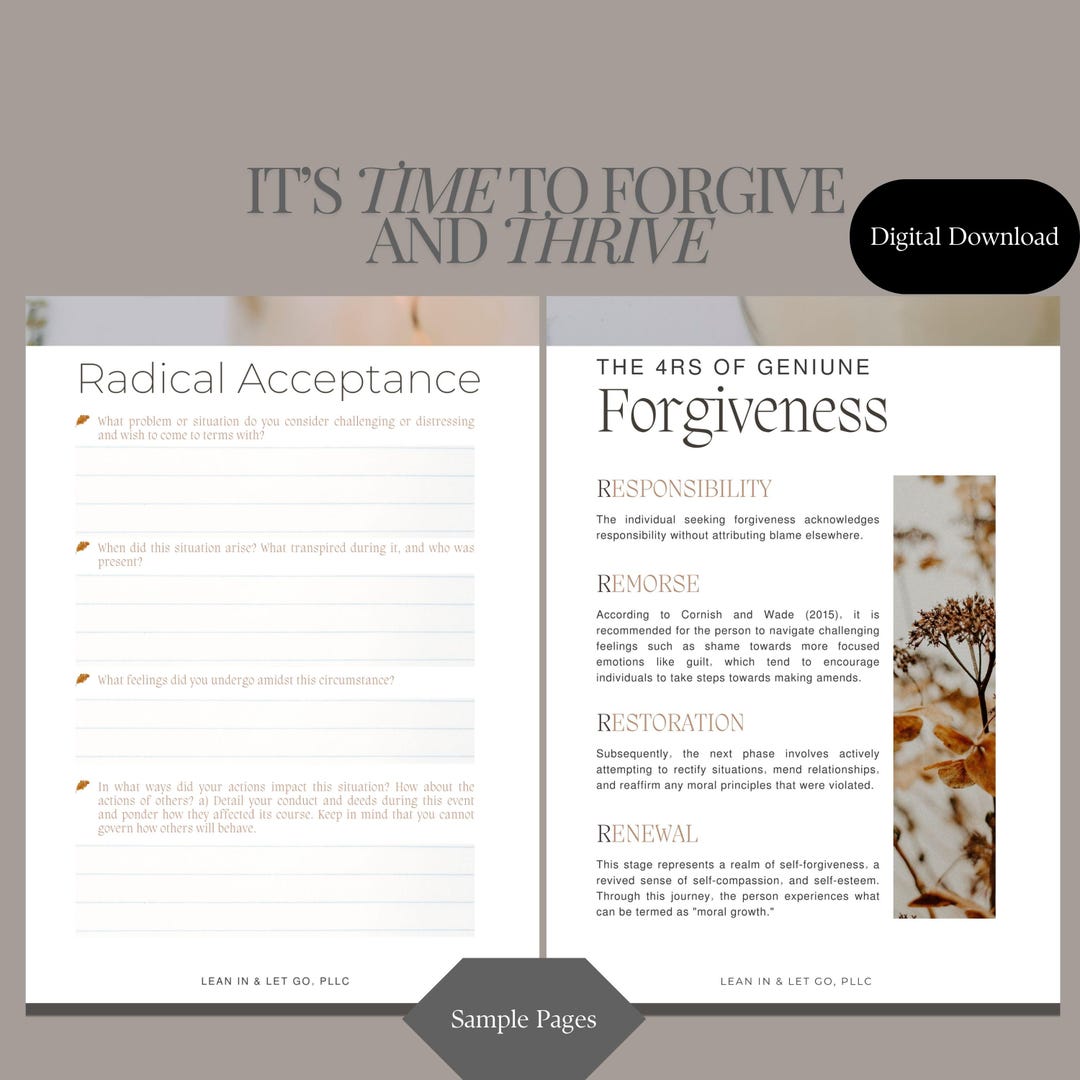 Path to Self-forgiveness Mental Wellness Workbook Printable Planner ...