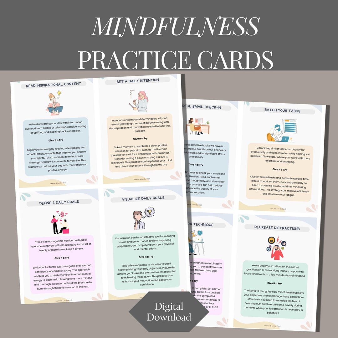 Printable Mindfulness Exercise Digital Stress Management Tool Self-care ...