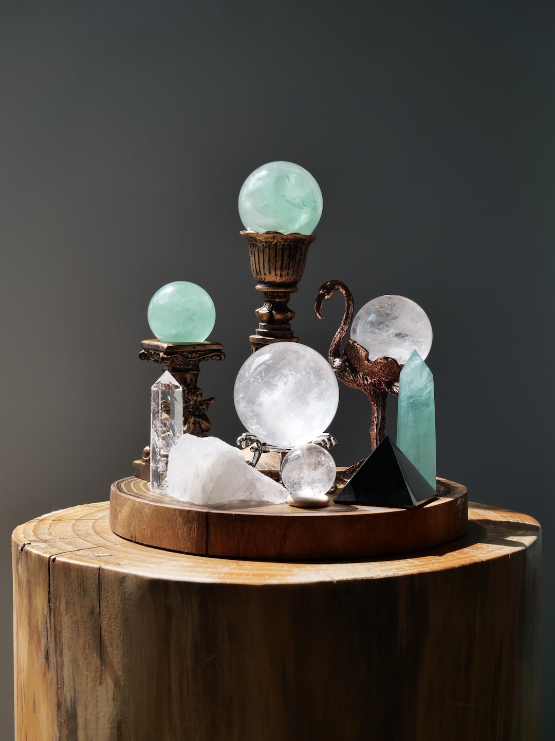 Healing Crystal Grid | All Crystals + Crystal Stand + Wood Plate Included in One Package | Money ...