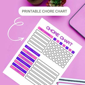 Printable Chore Chart, Chore Chart Girl, Pink and Prurple Chore Chart ...