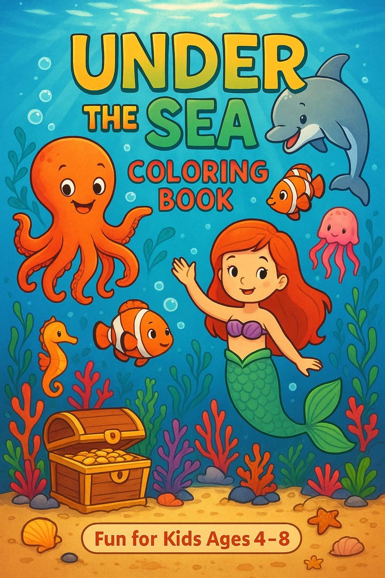 Printable Under the Sea Coloring Book for Kids – 52 Pages, Instant ...