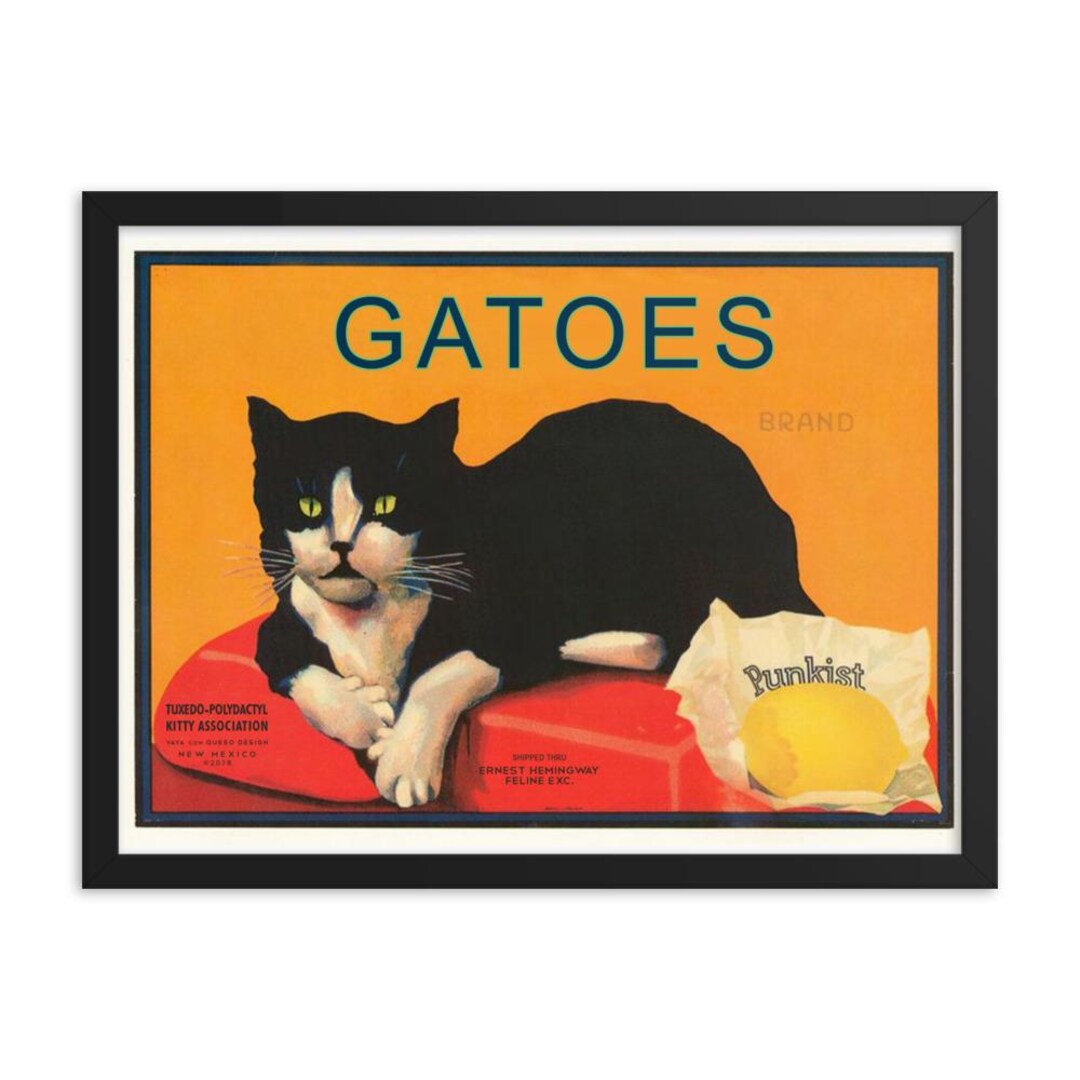 Polydactyl Cat, Hemingway Cat, Fruit Label Cat, Gatoes, Framed Poster ...