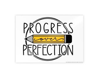 Progress Over Perfection Print, Wall Art, Inspirational Boho Browns ...