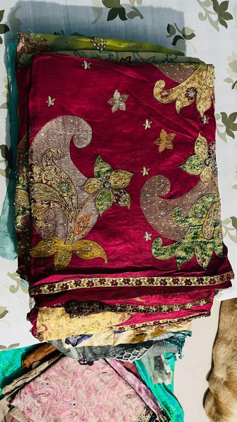 Assorted Indian Recycled Silk Sari ,art Silk Sari Fabric Used Bundle ...