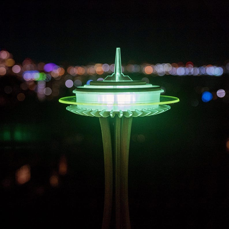 LED Lamp Inspired by the Space Needle: Modern Seattle Night Light ...