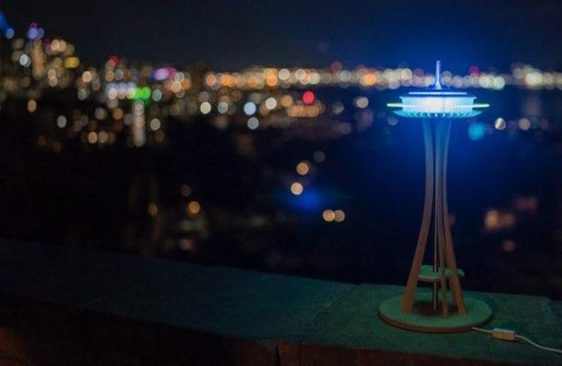 LED Lamp Inspired by the Space Needle: Modern Seattle Night Light ...