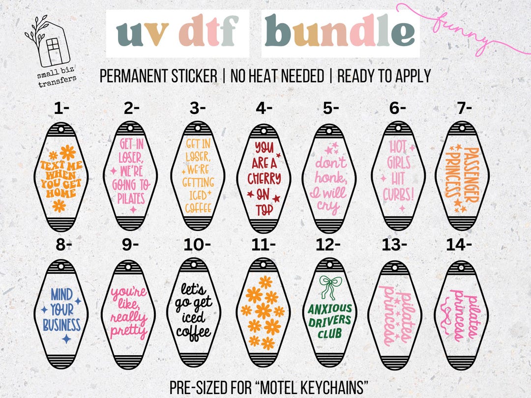 UV DTF Sticker for Retro Motel Keychain, UVDTF Decals, Valentine Bundle ...
