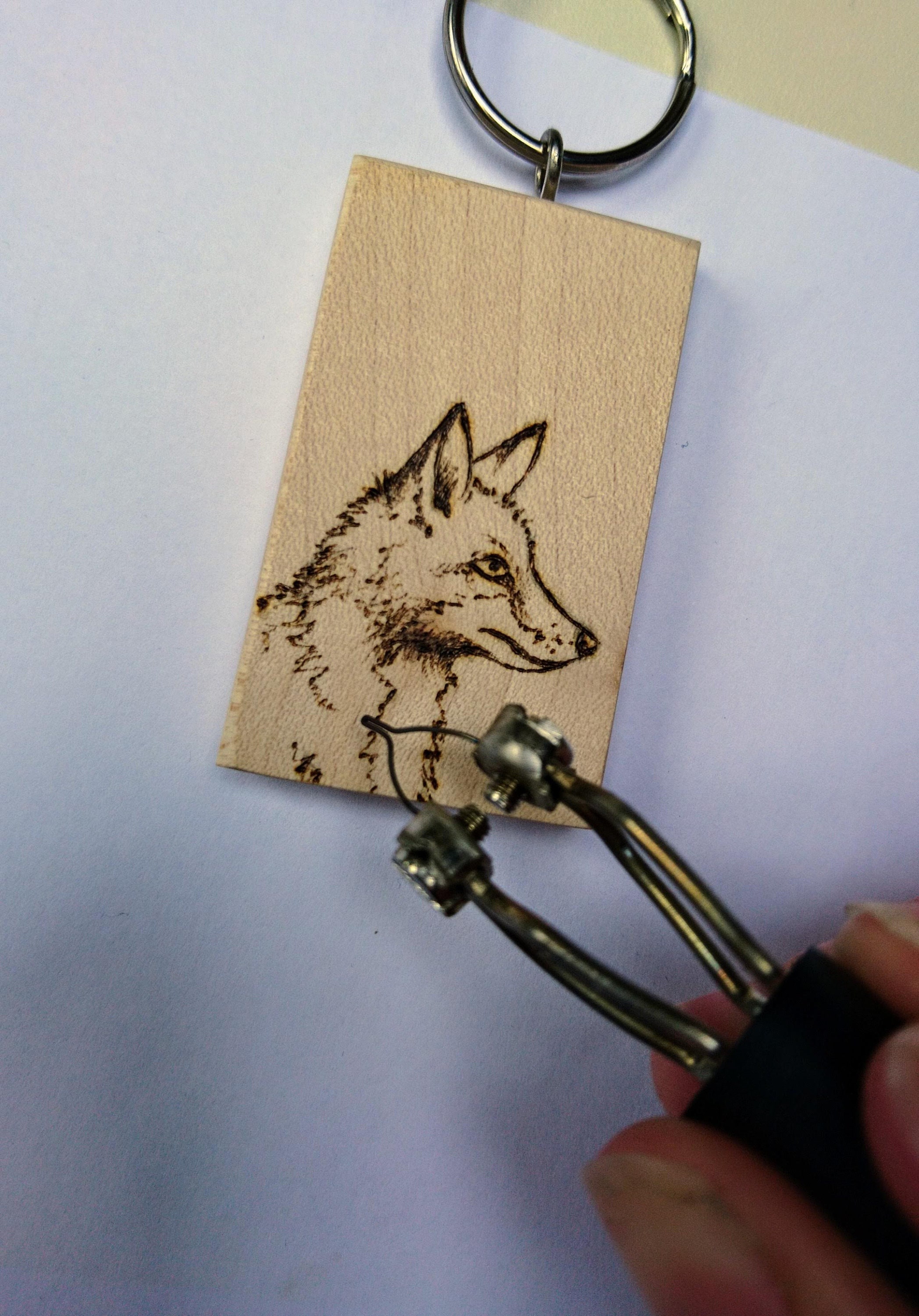 Pyrography Fox Keychain Wooden Keyring Key Fob Can Be - Etsy UK
