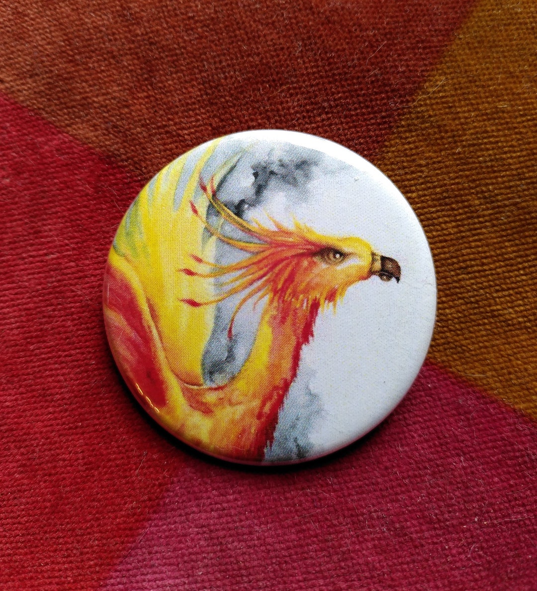 Fiery Phoenix Button Badge, 45mm - Mythical Bird - Etsy