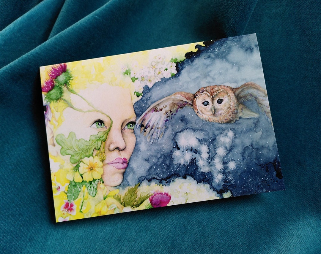 Blodeuwedd Card - Welsh Folklore From the Mabinogion - Owl and ...