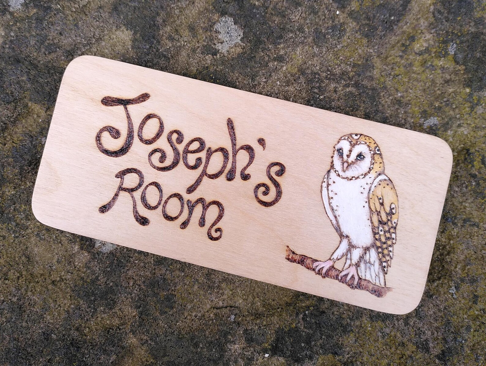 Barn Owl Door Sign - Personalised Name Plate for Childrens Room ...
