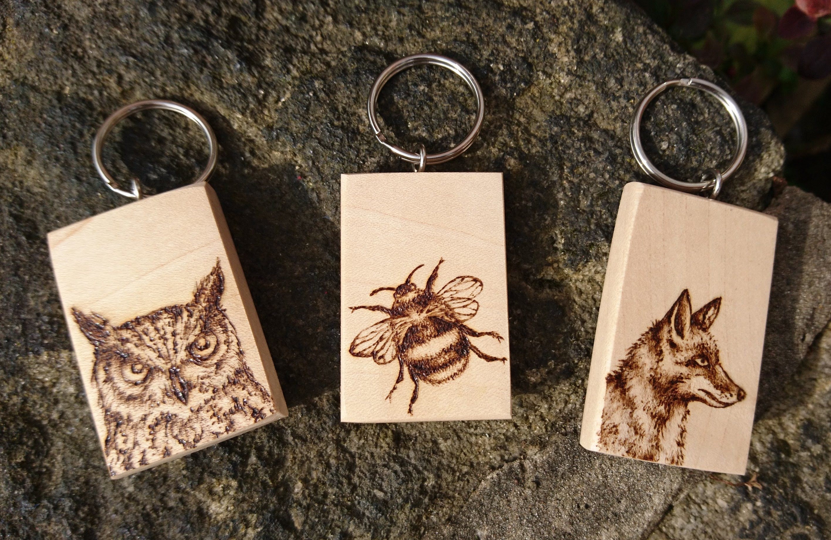 Pyrography Fox Keychain Wooden Keyring Key Fob Can Be - Etsy UK