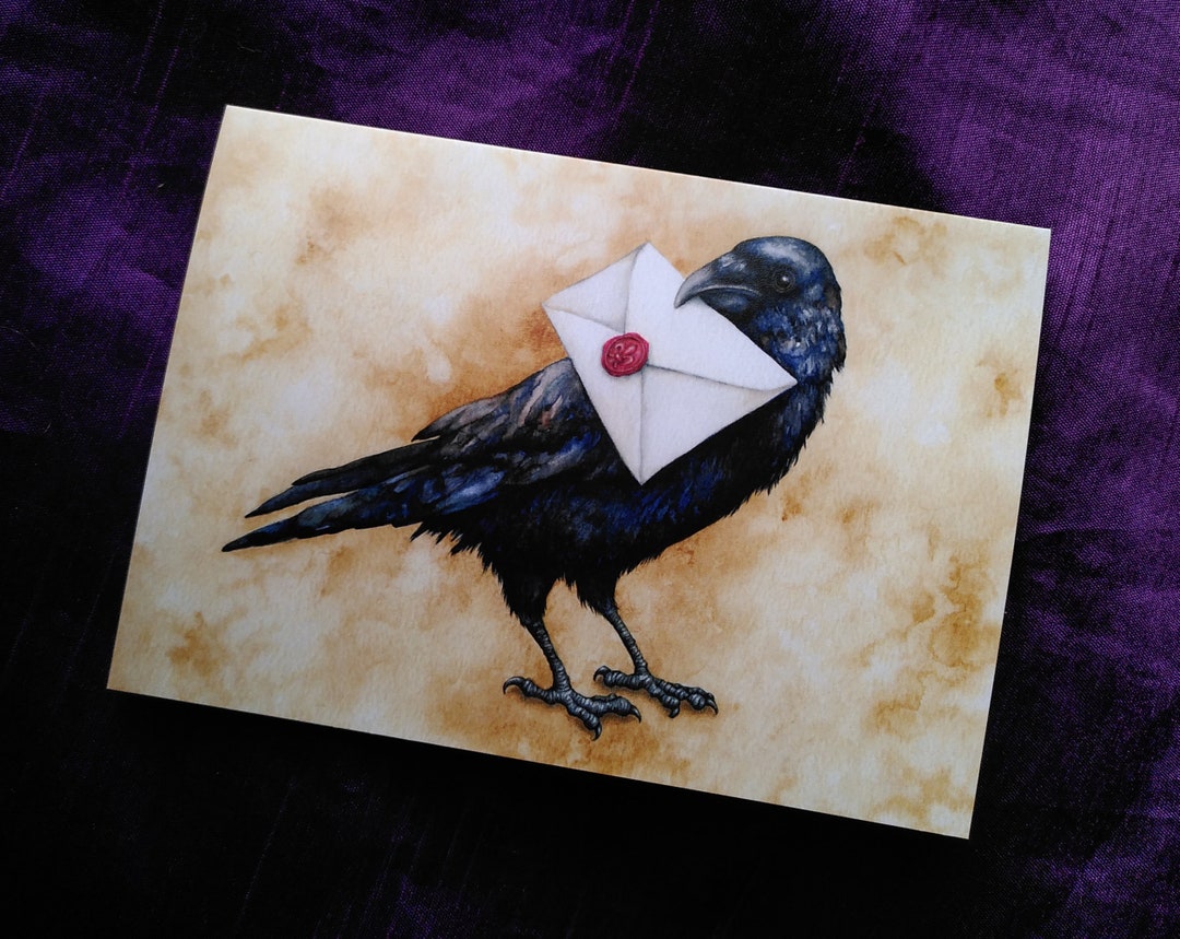 Raven Post Greetings Card - Etsy