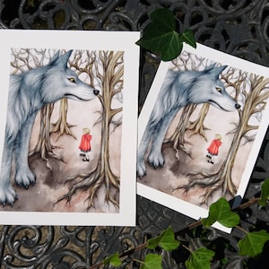 Red Riding Hood & Wolf Print Grimms Fairy Tales Giclee Print - Etsy