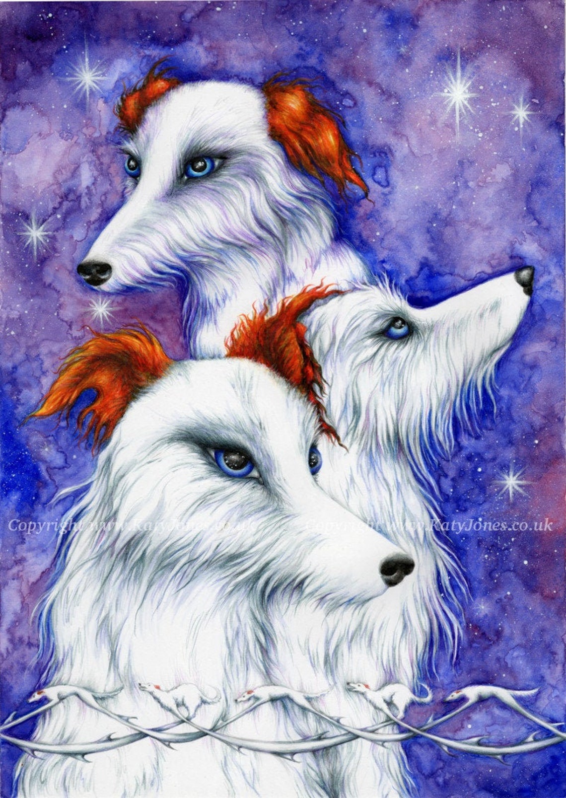 Cwn Annwn Fairy Dogs Art Print based on welsh legend | Etsy