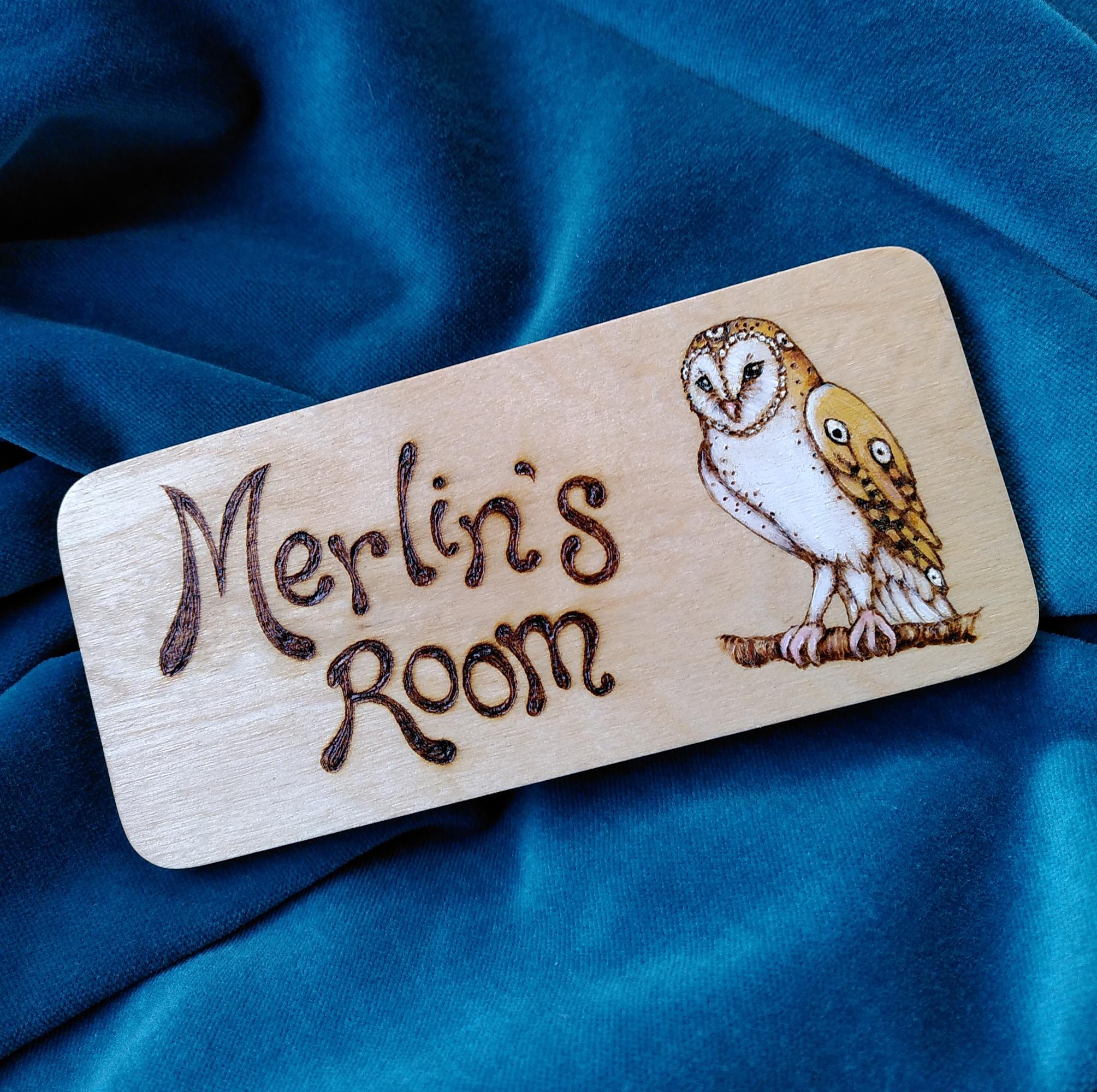 Barn Owl Door Sign - Personalised Name Plate for Childrens Room ...