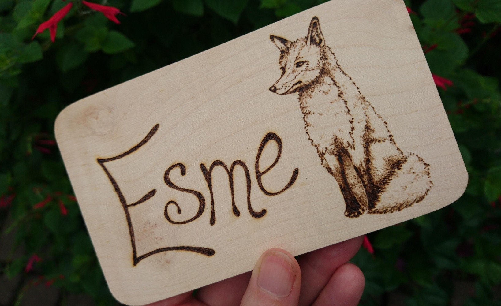 Red Fox door plaque personalised name plate for kids room | Etsy