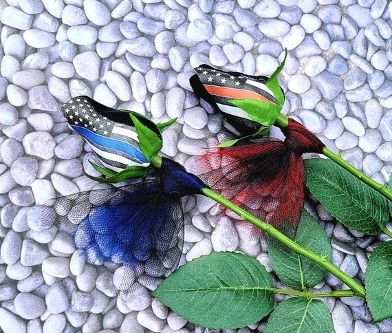 Thin Blue Line Rose Police Flower Thin Red Line Rose Fire - Etsy