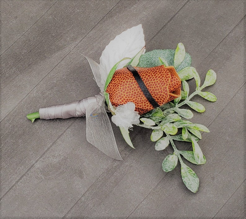 Basketball Boutonniere Sports Boutonniere Basketball Leather - Etsy