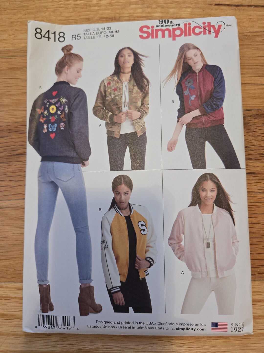 Simplicity 8418 Sewing Pattern Misses Lined Bomber Jacket With Fabric ...