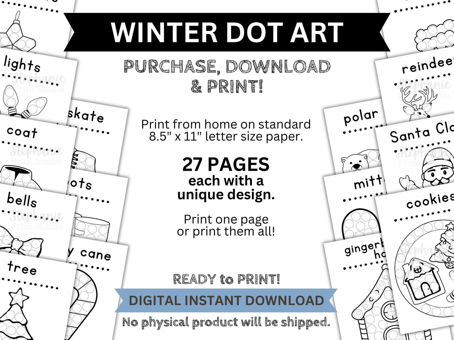 27 Winter & Christmas Theme Dot Marker Pages Printable | DIGITAL ...