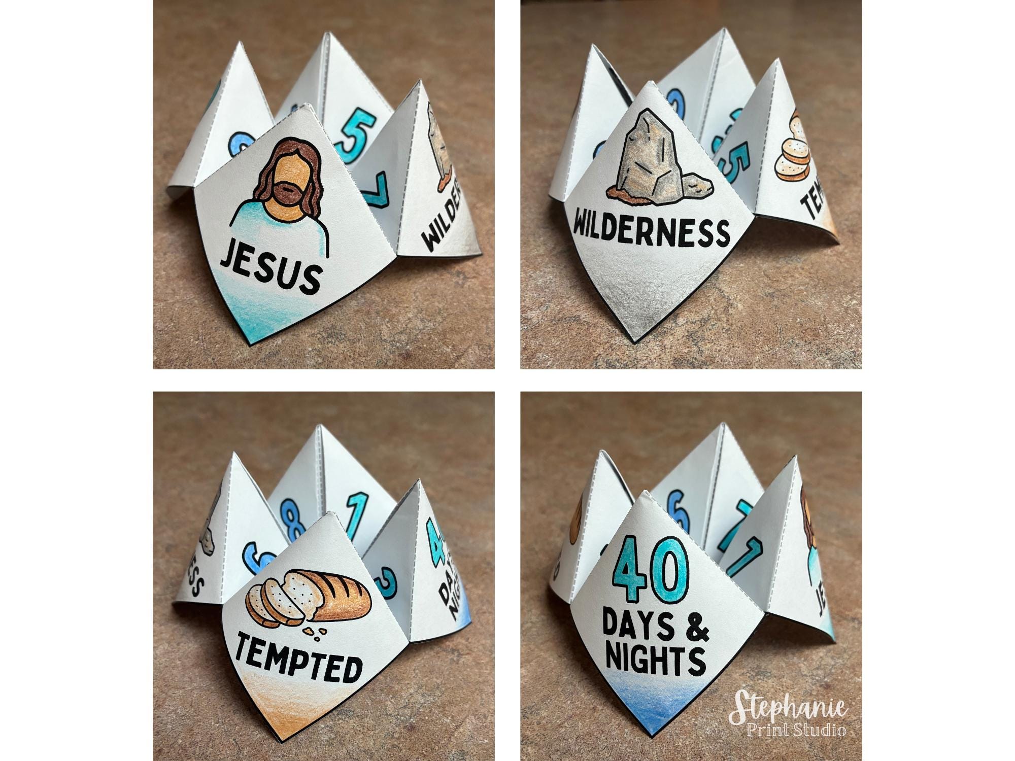 Jesus is Tempted Color-your-own Cootie Catcher | Matthew 4:1-11 Bible ...