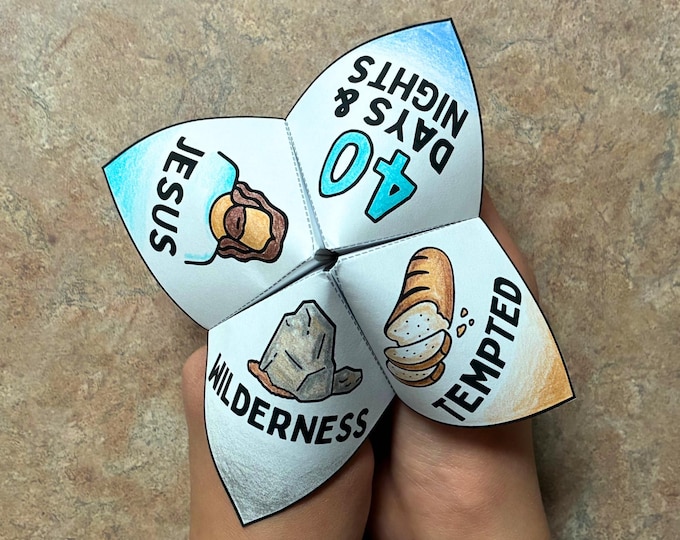 Jesus is Tempted Color-your-own Cootie Catcher | Matthew 4:1-11 Bible ...