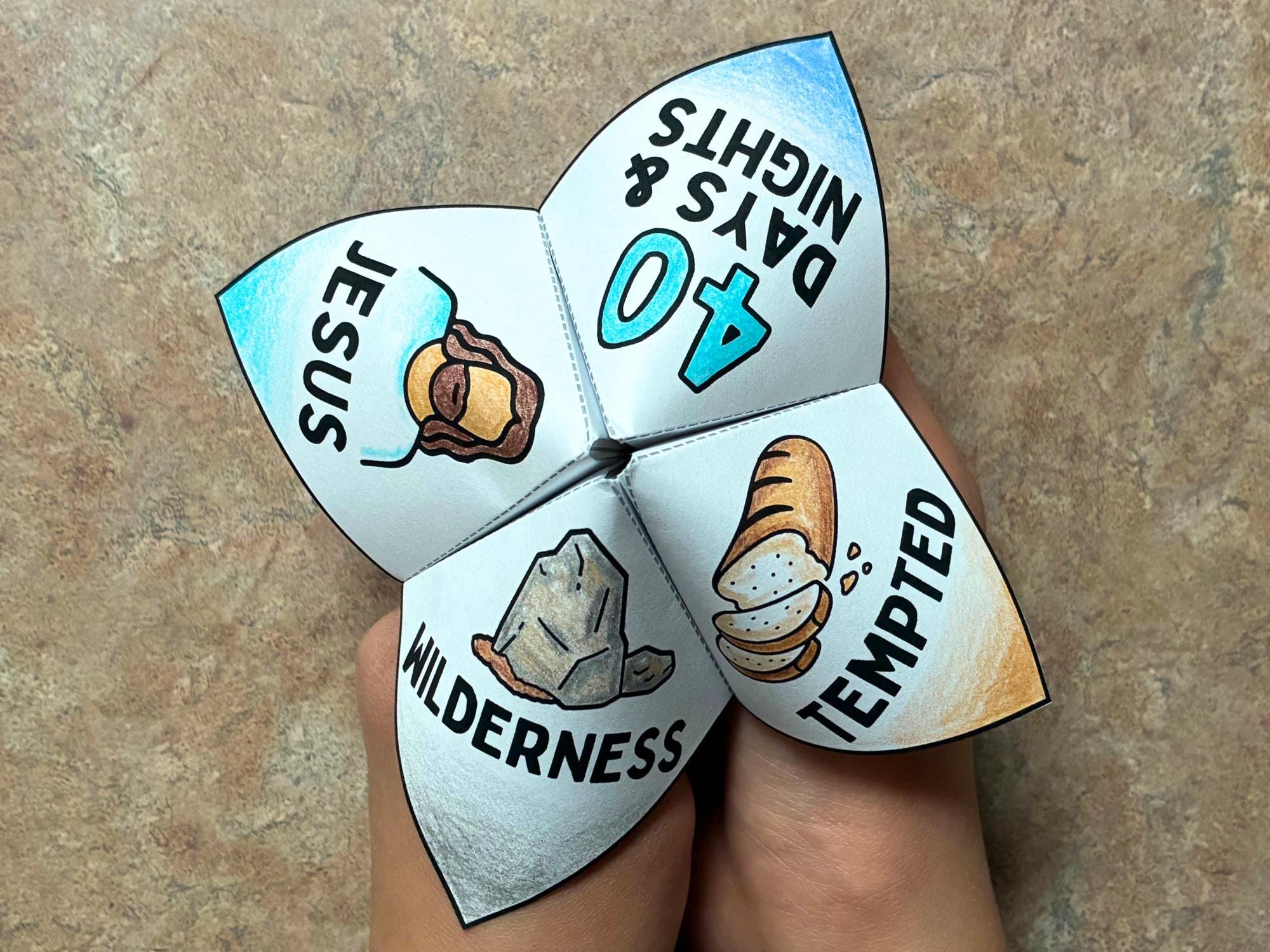Jesus is Tempted Color-your-own Cootie Catcher | Matthew 4:1-11 Bible ...