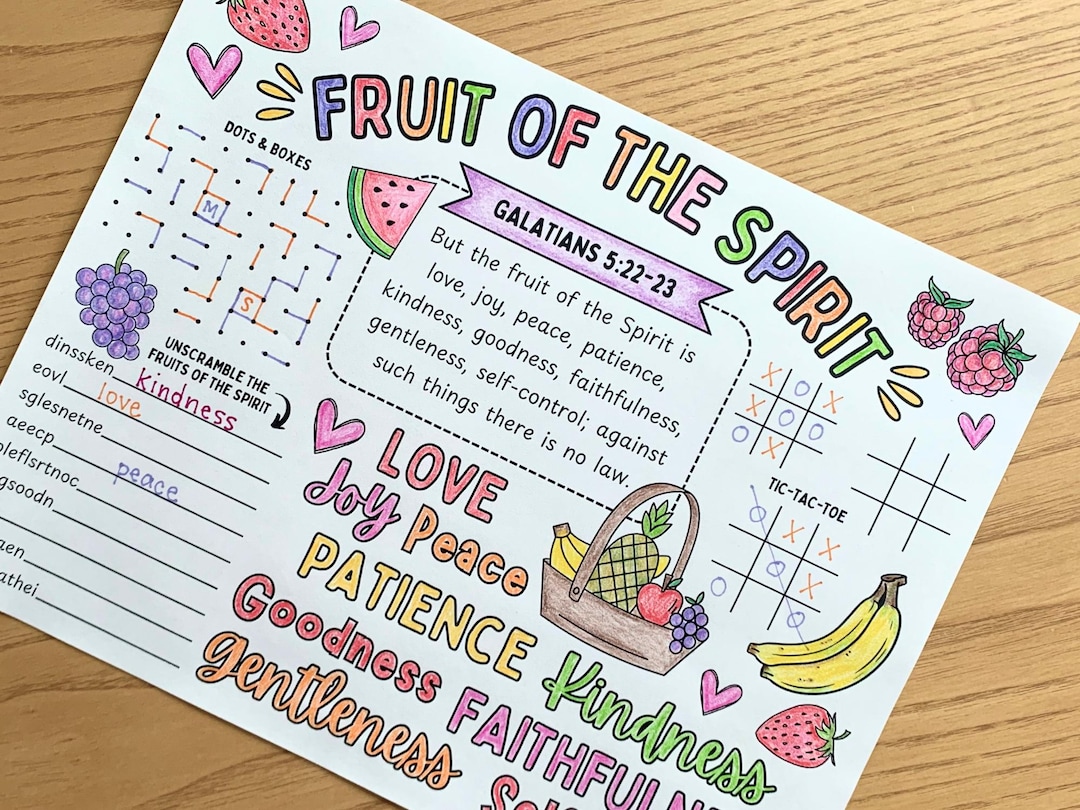 Fruit of the Spirit Coloring Activity Page Printable | DIGITAL INSTANT ...