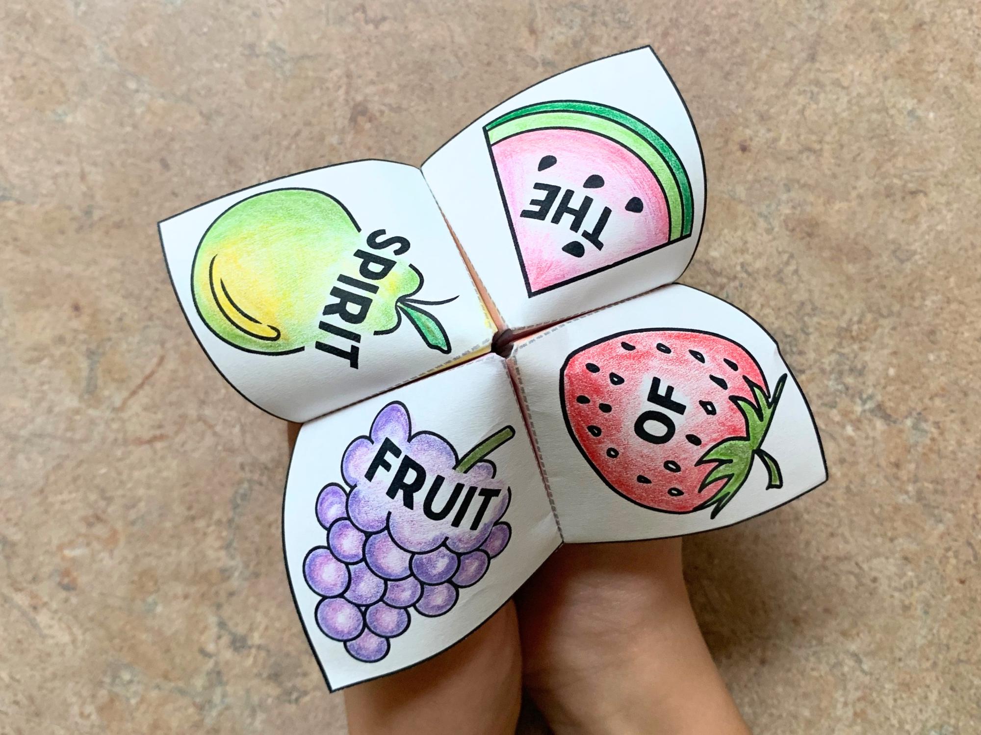 Fruit of the Spirit Color-your-own Cootie Catcher, Paper Craft Game ...
