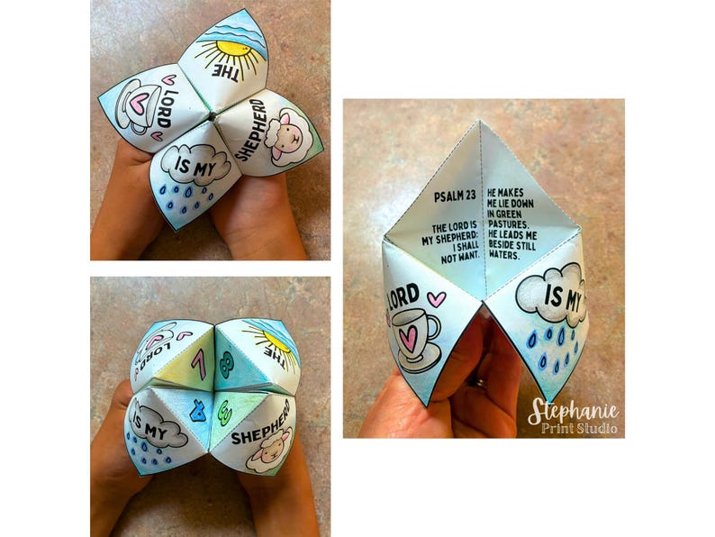 Psalm 23 Color-your-own Cootie Catcher | Paper Craft Game Printable ...