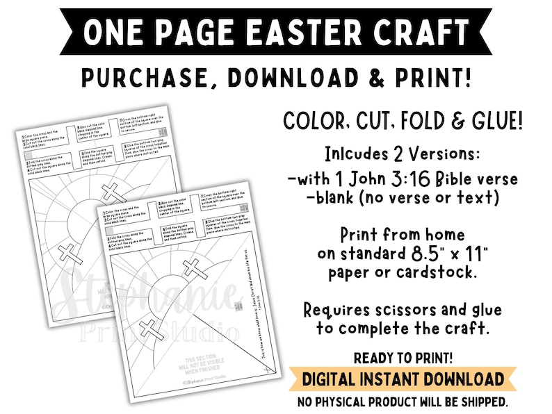 3D Cross Paper Craft I 1 John 3:16 Bible Verse | Cut, Fold & Glue ...